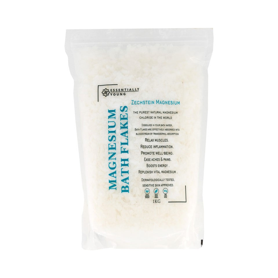 Pure Magnesium chloride Flakes 1kg -unscented and unrefined (Imported — Essentially Young
